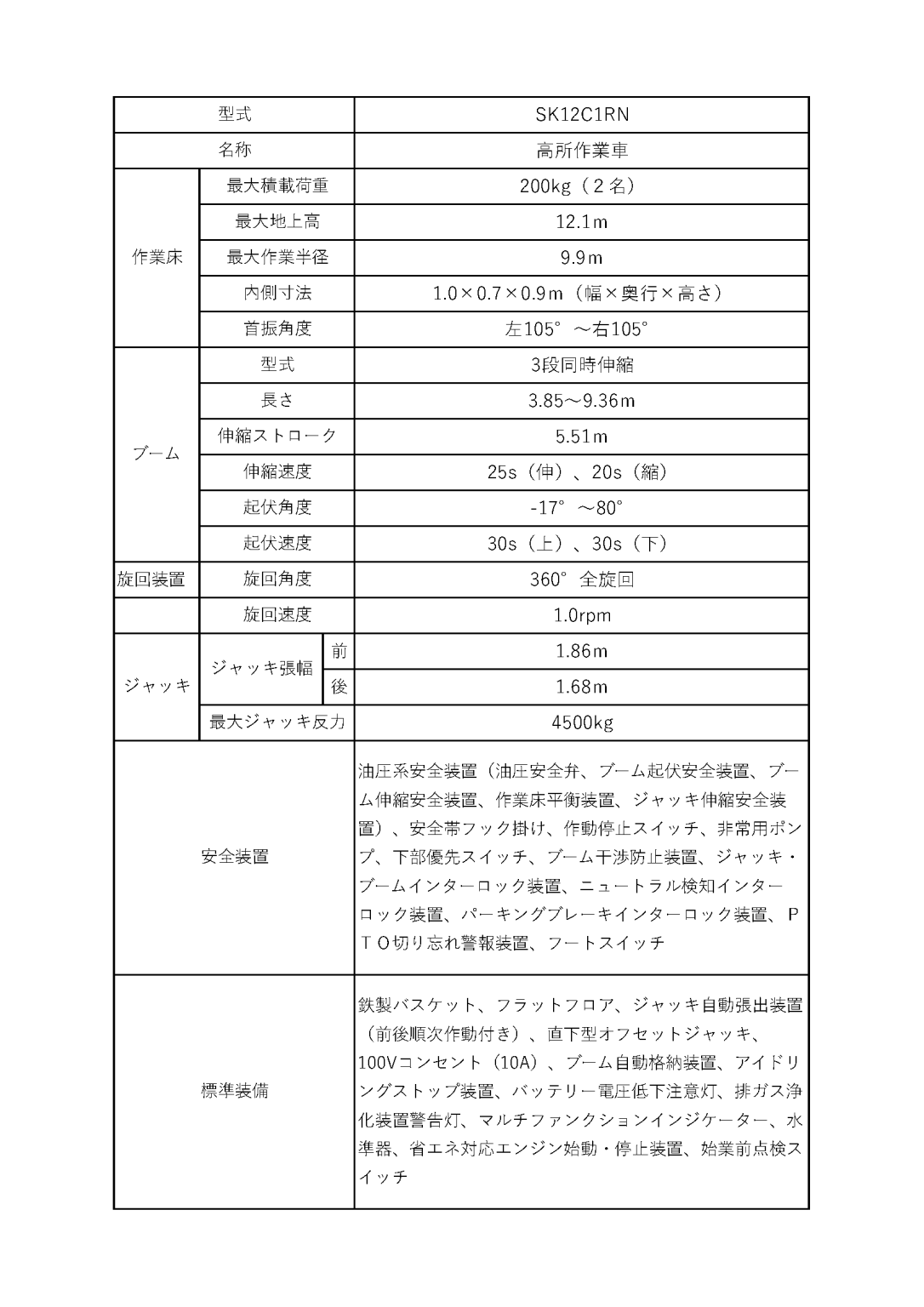 【新商品】12m高所作業車 SK12C1RN | 株式会社イブキ産業